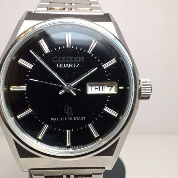 Glossy Black Dial Citizen 4-730020 TA Crystron CQ Vintage Quartz Watch | WatchCharts Marketplace