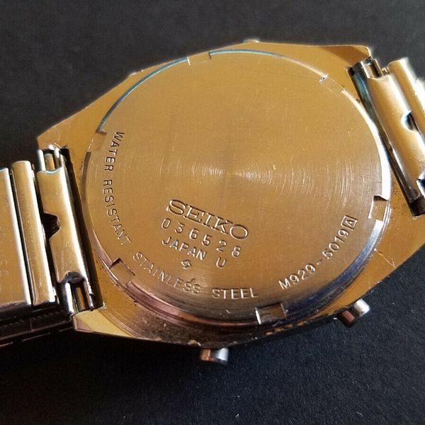 Retro Seiko Men's Quartz M929-5019 LCD Chronograph Watch Silver Tone ...