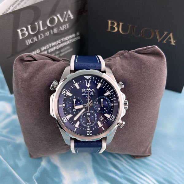 Bulova Marine Star Blue Dial 96B287 Men's Chronograph Watch 43mm ...