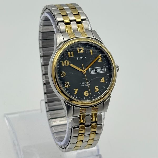 Men's TIMEX Charles Street Easy Read Two-Tone Day/Date Indiglo Watch ...