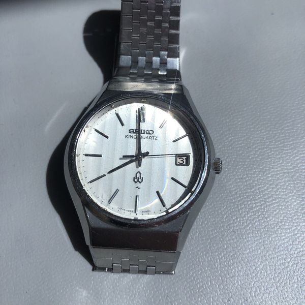SEIKO KING QUARTZ 0852-8000 Silver Steel Original King Quartz Strap Men ...