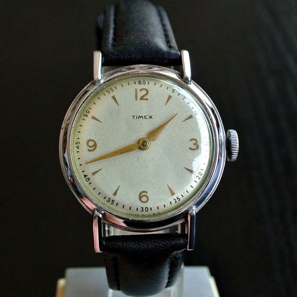 VINTAGE TIMEX 1950s ELEGANT DIAL MECHANICAL WIND UP MEN'S SILVER BLK ...