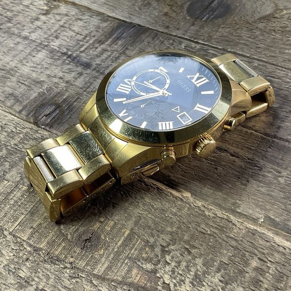 Guess Atlas W0668G8 Gold Tone Chronograph 45mm Watch **Needs Battery ...