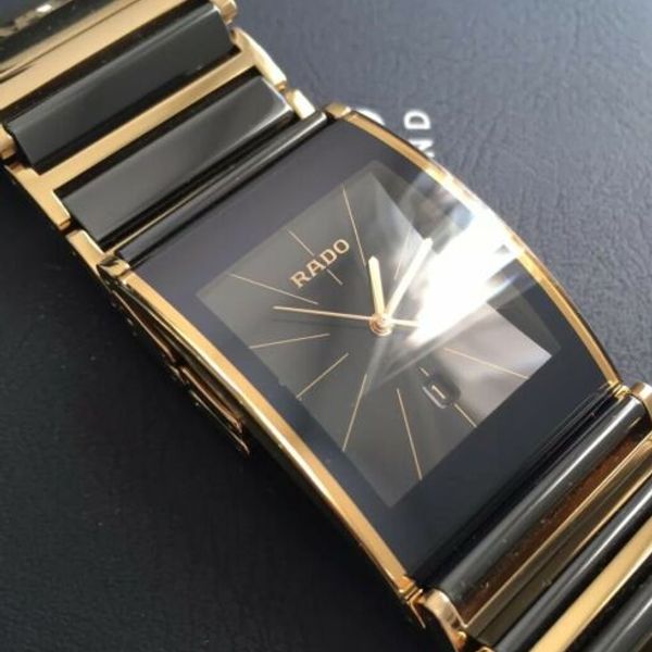 Mens Genuine Rado Integral Black Gold Ceramic Watch R20787163 Swiss ...