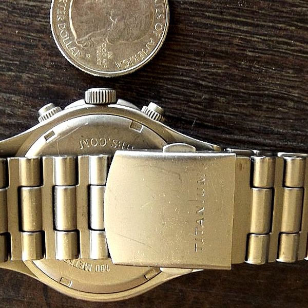 GUESS WATERPRO TITANIUM 38MM BLUE DIAL CHRONOGRAPH NEW BATTERY BIG ...