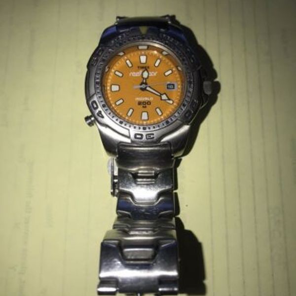 Timex Reef Gear Orange Face Watch Indiglo Face Shock & Water Resistant ...
