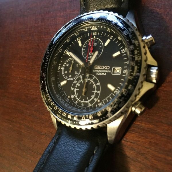 Seiko Flightmaster 42mm Chronograph Black Dial GMT | WatchCharts
