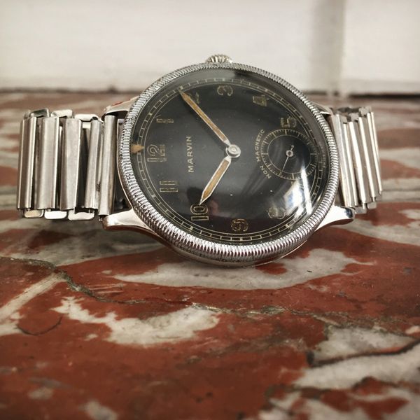 FS : Vintage Marvin Pilot watch / 40mm / "coin edge" bezel ...