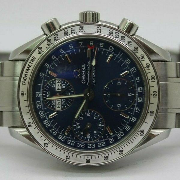 Omega Speedmaster Chronograph Navy Blue Dial Men's Automatic Triple ...