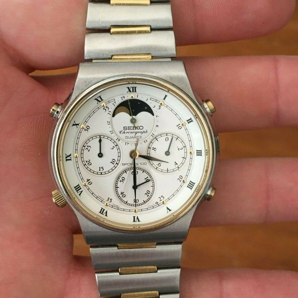 Seiko 7A48-7000 Vintage Moonphase Chronograph Quartz Watch ...