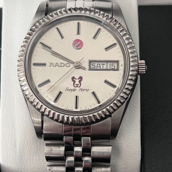 Rado Purple Horse Day Date 63634414 Automatic 1980s Vintage Mens Watch ...