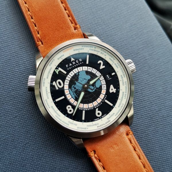 SOLD Farer Roche Universal / ROCHÉ World Timer 24 time zone + date ...