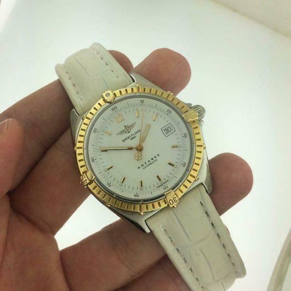 Breitling Antares 39mm Automatic White Dial & White Deployment Leather ...