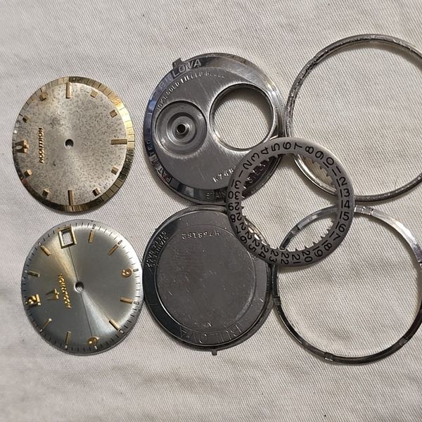 2 Vintage BULOVA ACCUTRON Watch DIALS Case Backs For 10k Rolled Gold ...