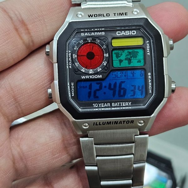 Modified Casio AE-1200WHD Color Upgrade â Stainless Steel, World Time ...