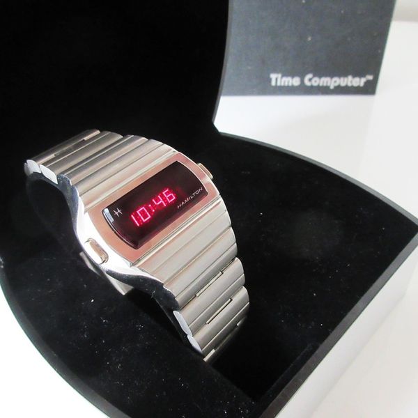 Men's SS 1974 1970's HAMILTON digital Time computer QUARTZ Digital LED ...