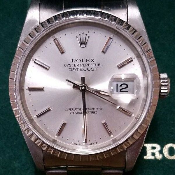 ROLEX Oyster Perpetual DateJust IBM Stainless Steel Men's Watch #16233 ...