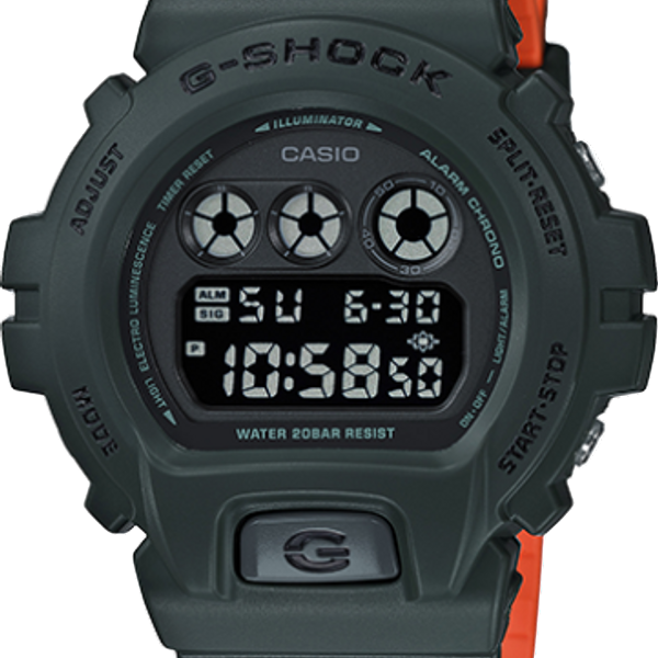 Casio Men's G-Shock Military Olive Green and Orange Digital Watch ...