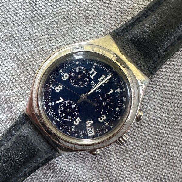 SWATCH SECRET AGENT CHRONOGRAPH BLUE DIAL SWISS MADE MENS WATCH 38MM ...
