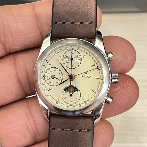 Vintage Watch bulova Moon Phase Complete Calendar Chrono Automatic ...