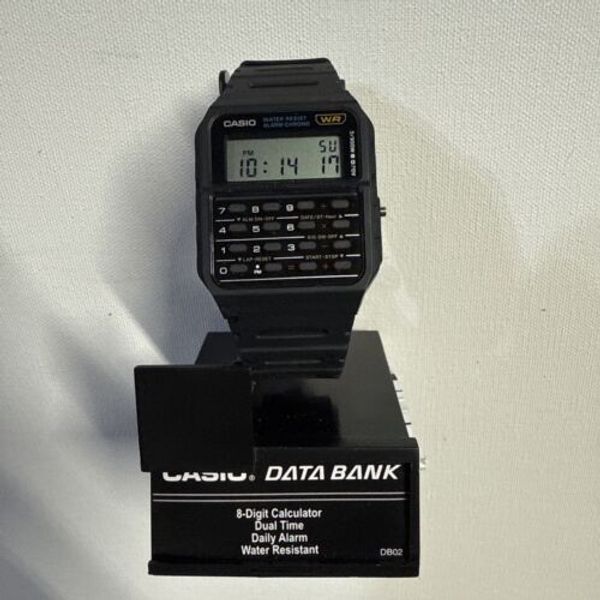 Casio Calculator Watch DataBank Water Resistant Black DB02 NOS New ...