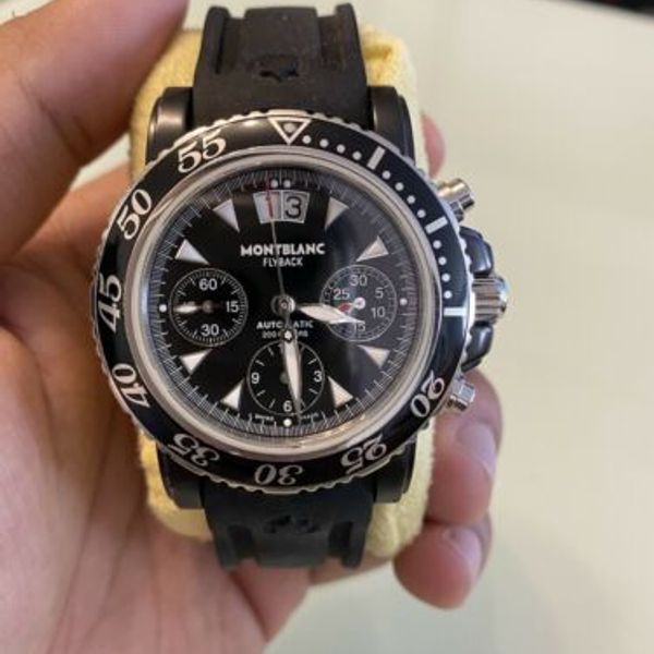 MONTBLANC Flyback Sports Meistersteck Big date Wristwatch Black 7044 | WatchCharts Marketplace