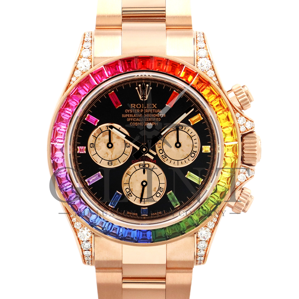 Rolex Daytona Rainbow 116595RBOW [Everrose Gold] [Baguette Cut Sapphire ...
