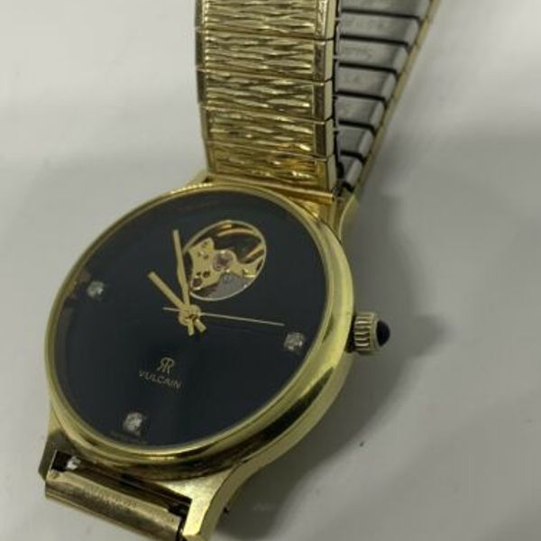 Rare 1970's Vintage VULCAIN T44 SKELETON,Diamond Dial,Mechanical Swiss ...