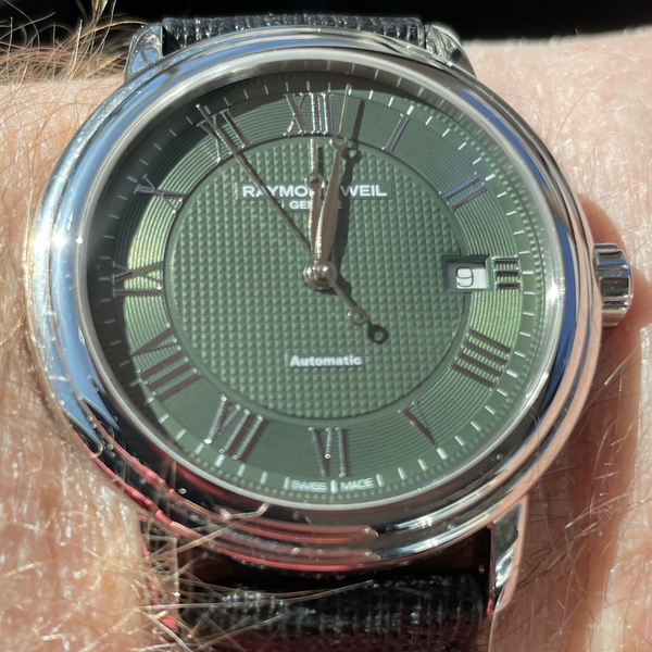 [$400 USD] LNIB Raymond Weil Maestro Automatic, Green Dial! Leather ...