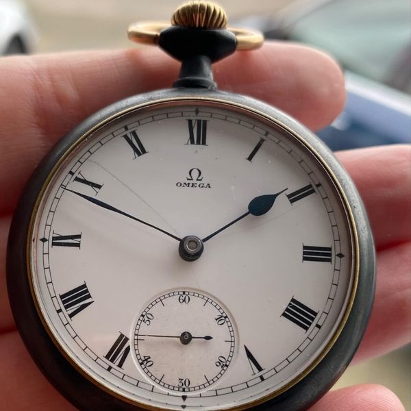 OMEGA GUN METAL POCKET WATCH | WatchCharts Marketplace