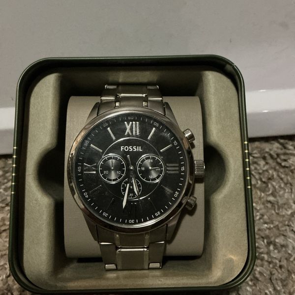 Fossil BQ1125IE Flynn Black Dial Stainless Steel Chronograph Men's ...