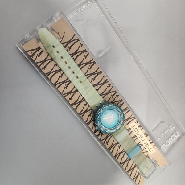 Swatch Scuba 200 Blue Dial Green Strap Swiss Made Wristwatch ...
