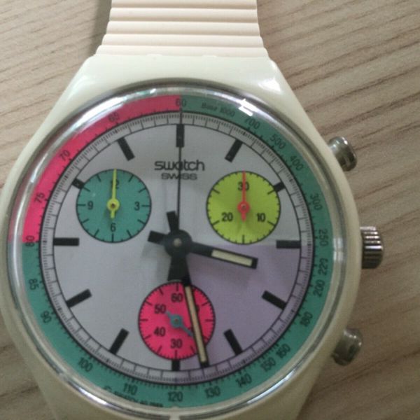 SWATCH CHRONO SCW 100 WHITE HORSES 1992 WATCH GENUINE VERY RARE ...