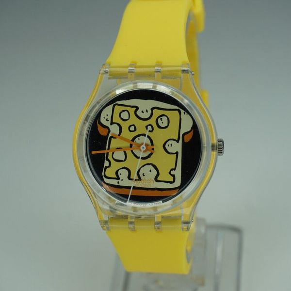 Swatch Watch Cheesy Toast GK304 Yellow Quartz Working RARE Vintage ...