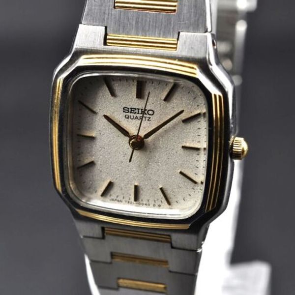 SEIKO 7321-5020 Combi Gold Silver Quartz Square Watch New Battery Auth ...