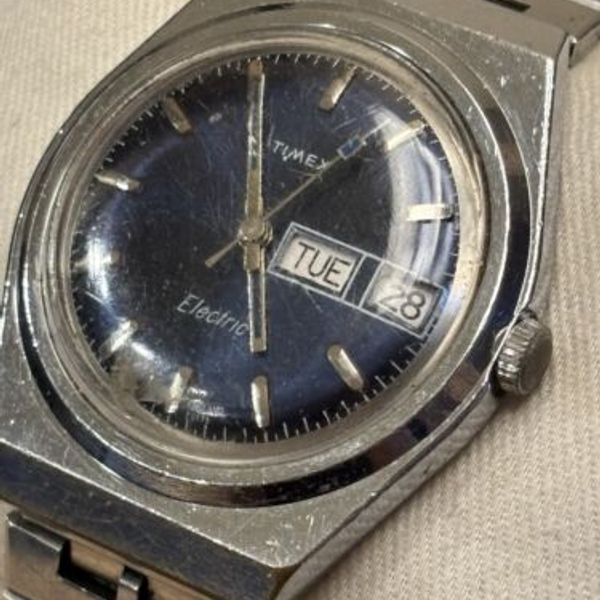 70â s Men's TIMEX Electric Midnight Blue Day Date Dial Made England ...