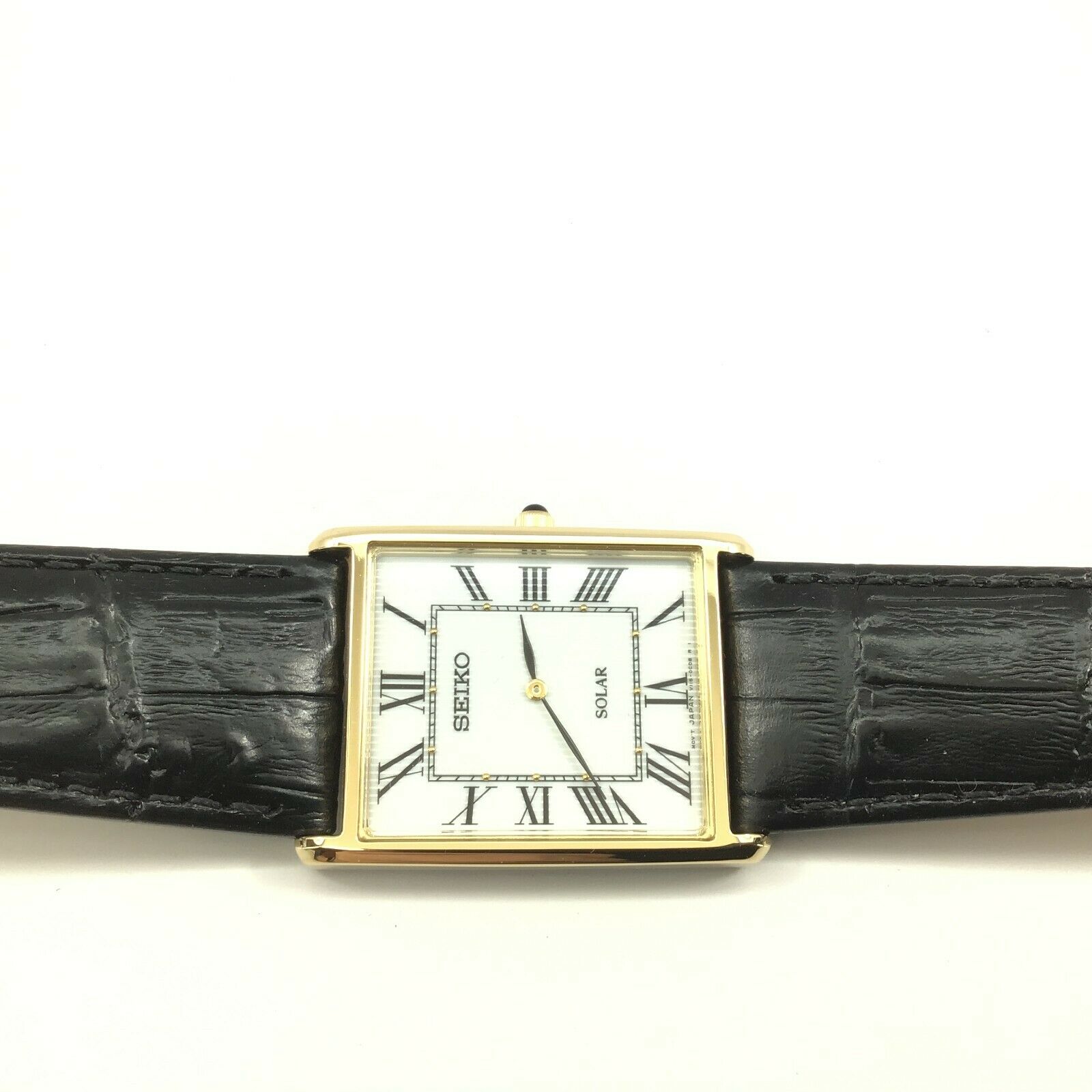 SEIKO Solar Analog Stainless Steel Black Leather Watch - SUP880P1 ...