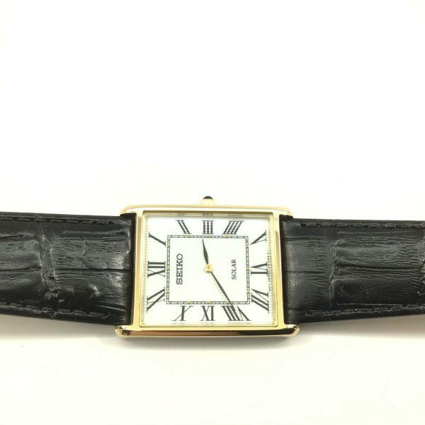 SEIKO Solar Analog Stainless Steel Black Leather Watch - SUP880P1 ...