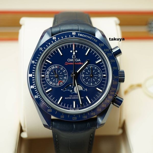 FSOT:BNIB Omega SPEEDMASTER BLUE SIDE OF THE MOON CO-AXIAL MOONPHASE ...