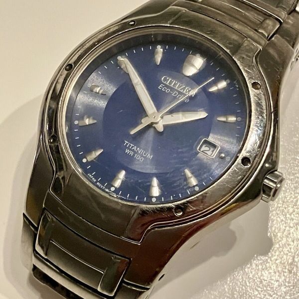 Citizen Menâ s Eco Drive Watch with Date Titanium Model E110-K002 ...