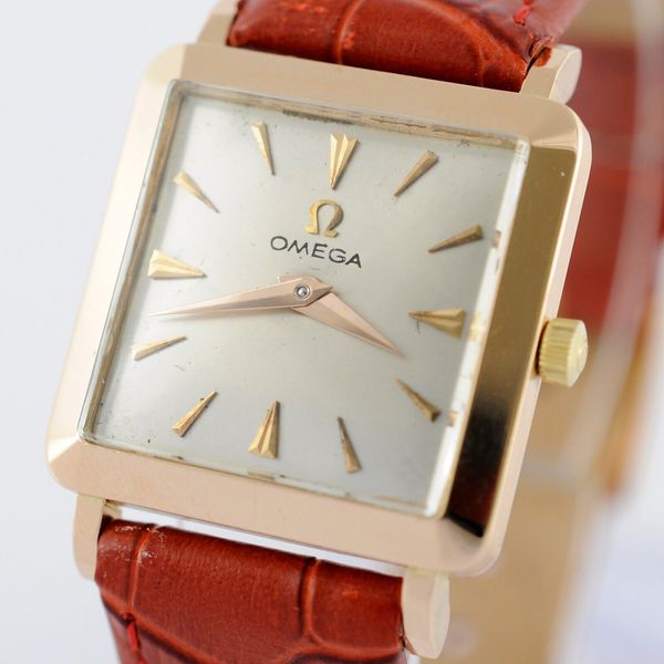 SPECIAL OMEGA REF 3979 SQUARE 18K SOLID ROSE GOLD MANUAL WIND SWISS ...
