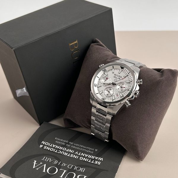 Bulova Marine Star 96B255 Classic White Dial Chronograph Men's Quartz ...