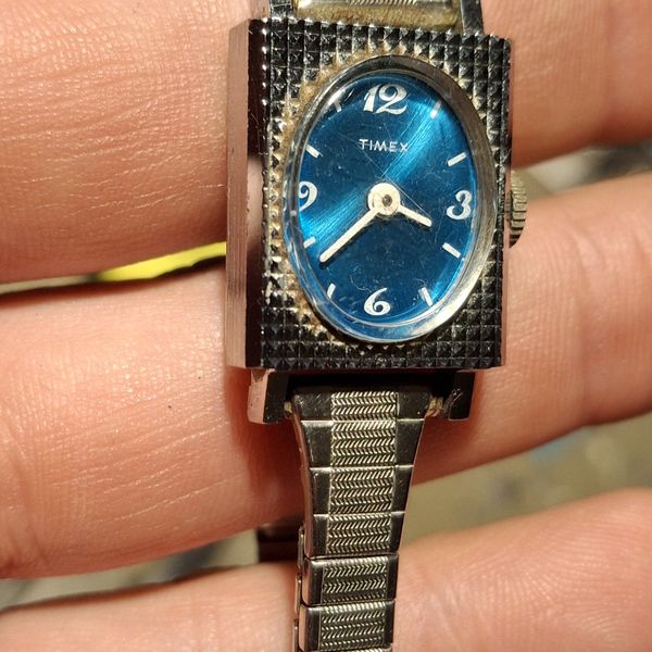 Timex Blue Dial Ladies Vintage 1970s Mechanical Handwind Retro Classic ...