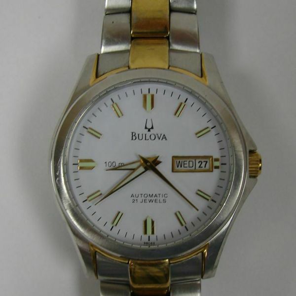 Mens Bulova 21 Jewels Automatic Two-Tone Day/Date Watch | WatchCharts