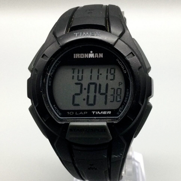 Timex Ironman Watch Men Indiglo 43mm Black Digital Day Date 10 Lap New ...
