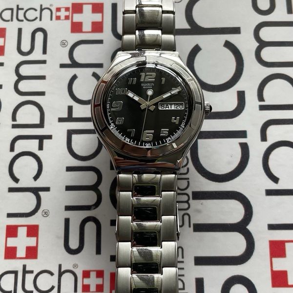 Swatch His Tender Black YGS740G Irony Big 37mm Stainless Steel Full ...