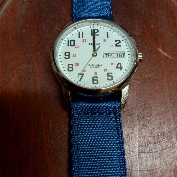 Vintage Men's Timex Indiglo Watch WR 30M, Blue wrist band & new battery ...