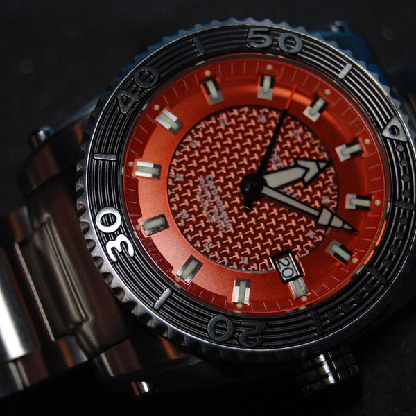 Rare New Deep Blue Orange Men's Carbon Fiber 24 Jewels Aqua Automatic ...