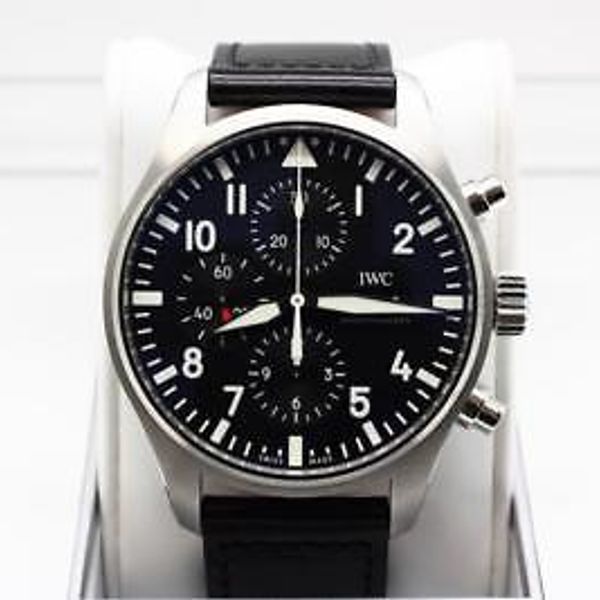 IWC Pilot Chronograph S/S 43mm Black Dial Ref IW377709 - 100% Complete ...