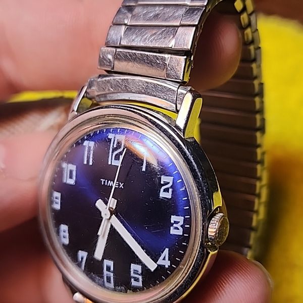 TIMEX Automatic Kinetic Metallic Blue Face Watch 16053 Runs ...
